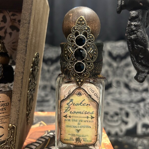 Broken Promises Potion Bottle, Large Glass Potion With Vintage Book ...