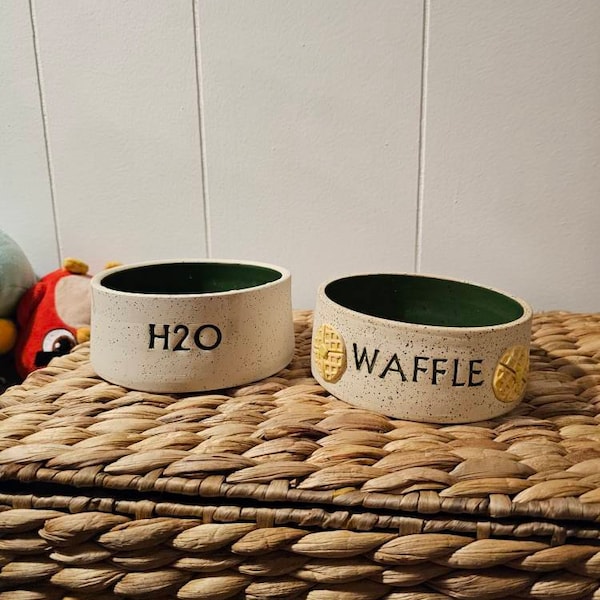 XL Tall Custom Dog Bowl L Long Eared Dogs L Personalized Spaniel Bowl L ...