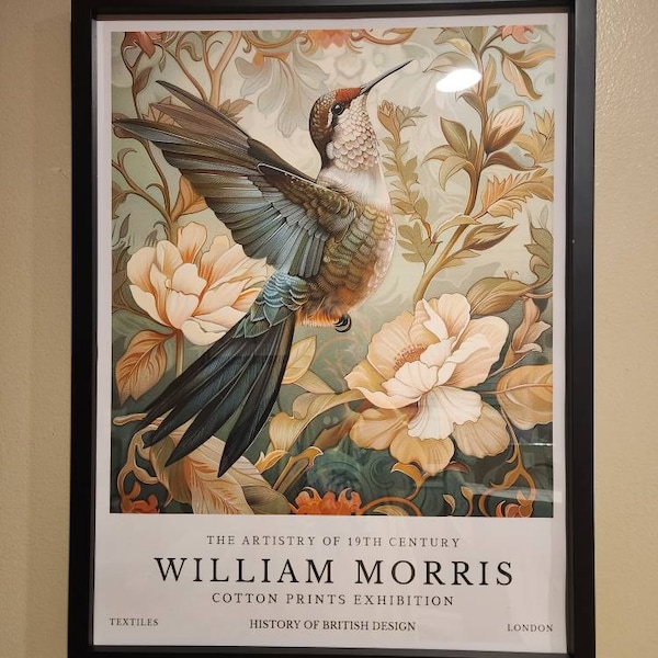 William Morris Poster - Hummingbird Print - Bird Art - Botanical Art ...