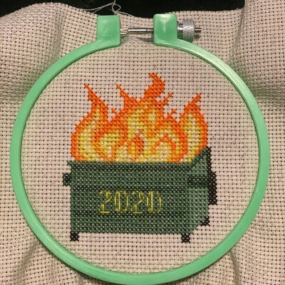 Mini Dumpster Fire Cross Stitch Pattern, Tiny Subversive Embroidery ...