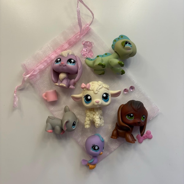 Littlest Pet Shop LPS Custom Accessories 4 Pc Set Lot - 1 Bow 1 Collar ...
