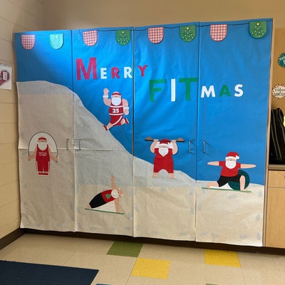 Santas Workout PE Class Christmas December Bulletin Board Kit - Etsy