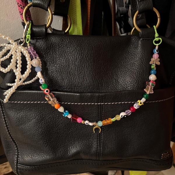 CUSTOM Beaded Bag Charm - Custom Colors, Bag Chain, Strap Charm, Beaded ...