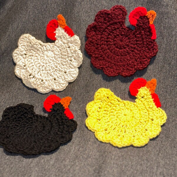 Pattern - Crochet Chicken Coaster Pattern - Crochet Pattern - Crochet ...