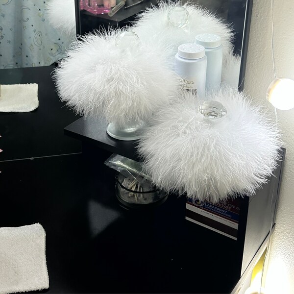 Powder Puff Body Dusting Powder Puff off White Fur Puff With Pink Down ...
