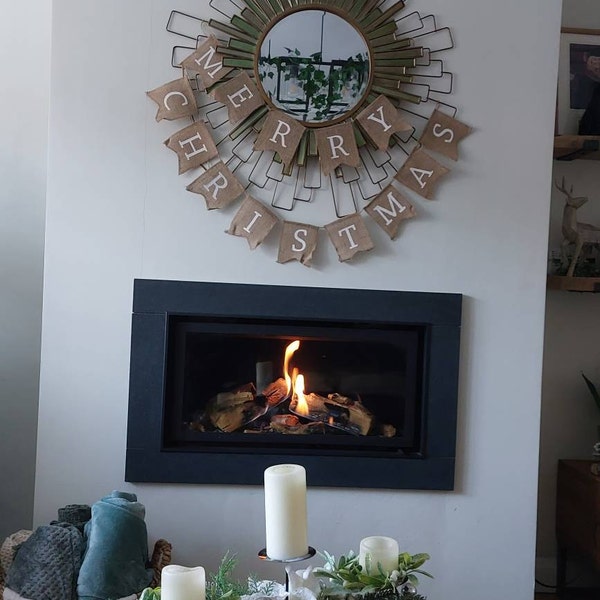 Merry Christmas Hessian Burlap Bunting, Rustic Christmas Garland ...