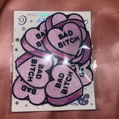 Candy Heart Patch Iron on Embroidered Applique as If Thank U Next Bad ...