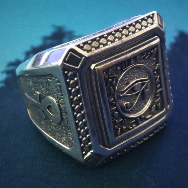 Eye of Horus Ring, Egyptian Ring, Egyptian Ankh Eye of Horus Ring ...