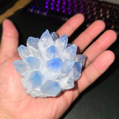 Blue Ghost Phantom Quartz Crystal Cluster, Quartz Crystal Vug, Sky Blue ...