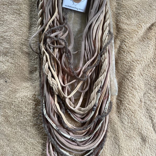 Sandy Earth Textille Scarf Necklace Fiber Necklace Tribal Festival ...
