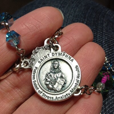 St Dymphna Medal Patron Saint of Stress, Anxiety and Mental Health Italian Rosary Parts - Etsy
