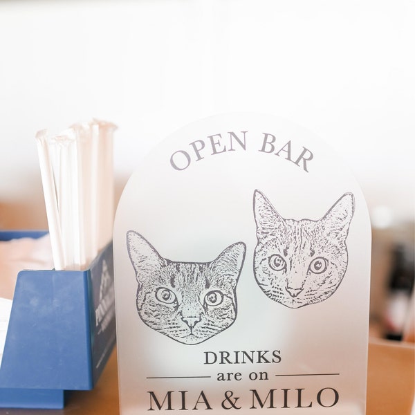 Minimalist Open Bar Sign, Drinks Are on Me, Drinks Are on Us, Dog of ...