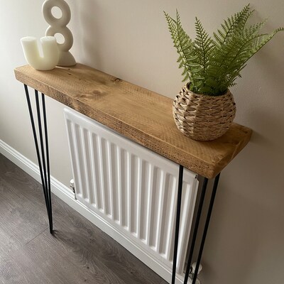 Omni Rustic Console Table With Black 3 Pin Hairpin Legs. - Etsy UK