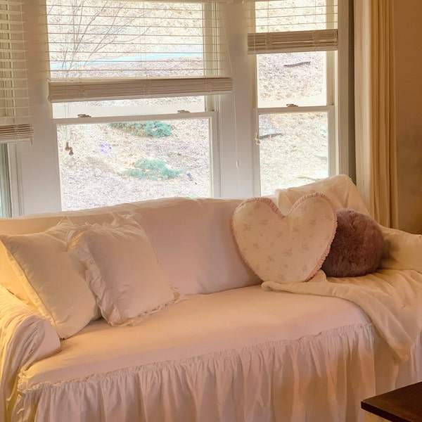 Slipcover | Ruffled Slipcover | Sofa Cover | Sofa Scarf | Slip Cover ...