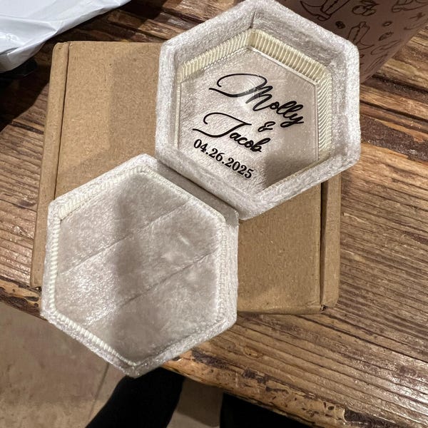 Personalized Velvet Ring Box, Wedding Ring Box, Engagement Ring Box ...
