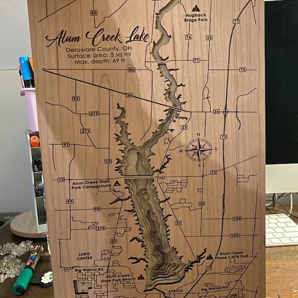 Digital File DXF, AI, SVG - Custom Map Wood Bathymetric Map , Custom ...