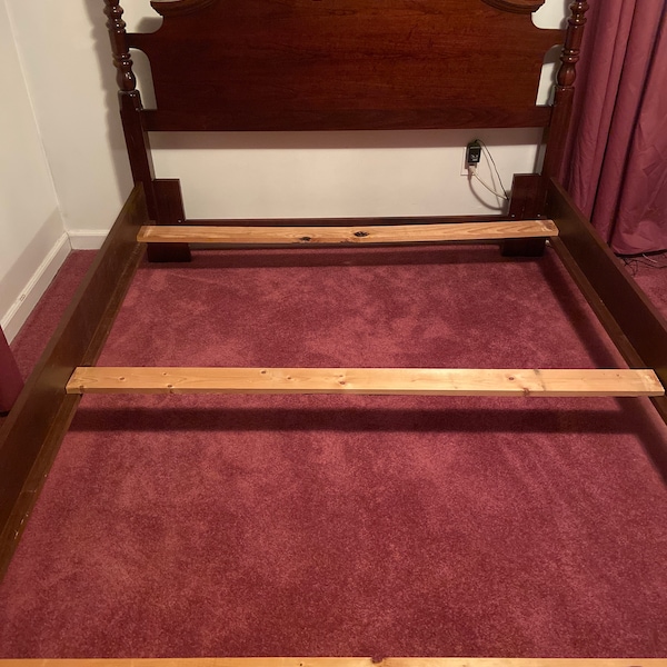 Wooden Bed Rails - Twin/full Bed Rails – 76" Hook-on Wooden Side Rails ...