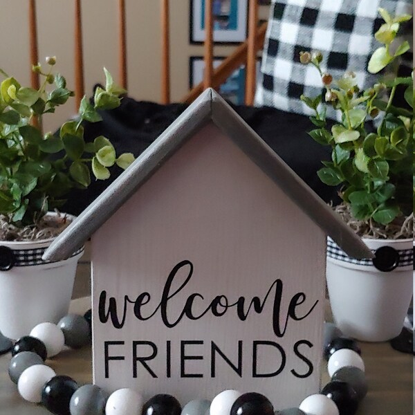 Mini House Home Quote Sign With Roof, Tiered Tray Decor, Kitchen Shelf ...