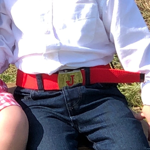 Personalized Kids Initial RED Belt Girls Infants Tweens ALL Letters ...