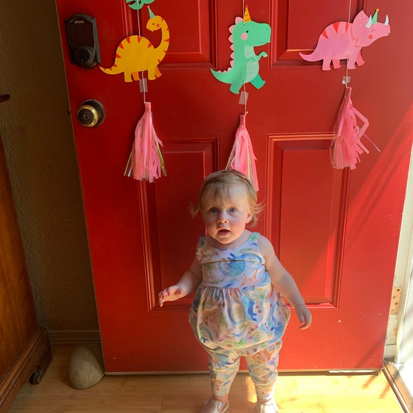 Girl Dinosaur Hanging Decorations 3ct | Girl Birthday Party | Pink ...