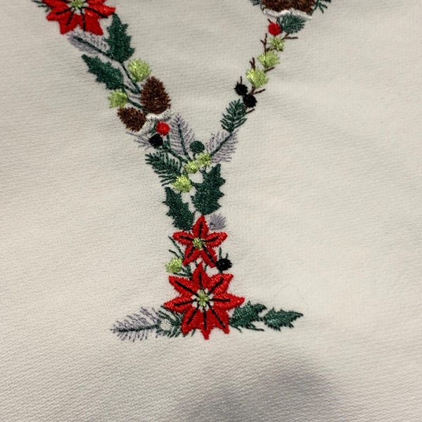 Machine Embroidery Christmas UPPERCASE ALPHABET Yule Holly Pine Cone ...