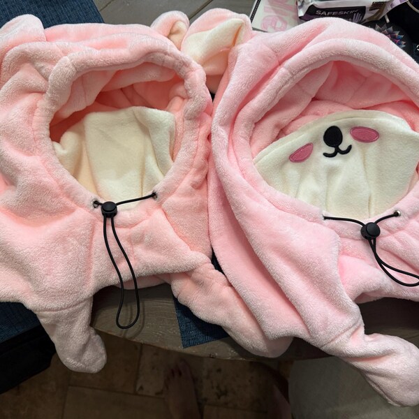 White Panda Balaclava Hood, Moving Ears Animal Hat, Gifts for Her/ Him ...