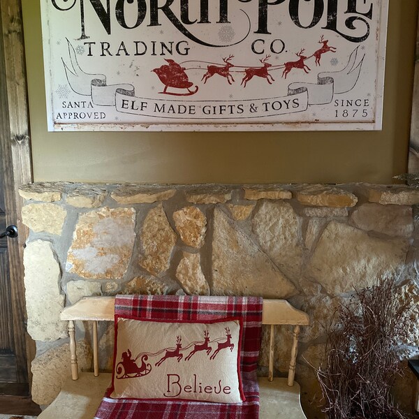 Rustic Christmas Sign North Pole Trading Company Sign Modern Farmhouse ...
