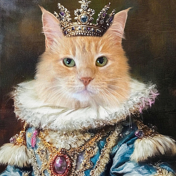 Custom Royal Cat Portrait, Renaissance Pet Portrait, Pet Lovers Gift ...