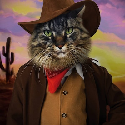 Custom Cowboy Pet Portrait . Custom Cowboy Animal Portrait . Cowboy ...