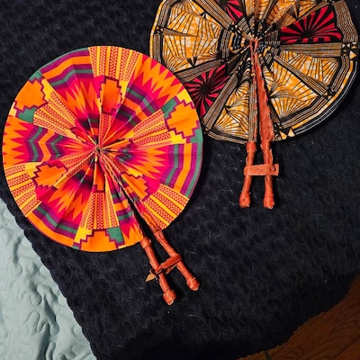 Hand Fan, Africa Fan, Foldable Ankara Fan, RANDOMLY PICKED Fold Fan ...