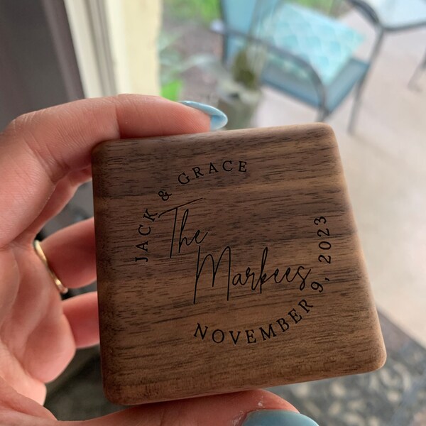 Personalized Wedding Ring Box Custom Wood Ring Box Engagement Ring Box ...
