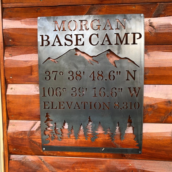 Personalized Base Camp Coordinates & Elevation Sign - Mountain Home ...