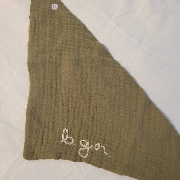 Embroidered Handkerchief Bib, Drool Bib, Triangle Bib, 100% Organic ...