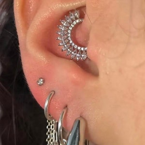 14K Solid Gold Triple Chain Attachment, Double Chain Piercing, Loop ...