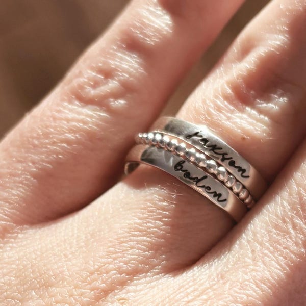 Class Ring Set, Gold Modern Class Rings, Personalized Graduation Gift ...