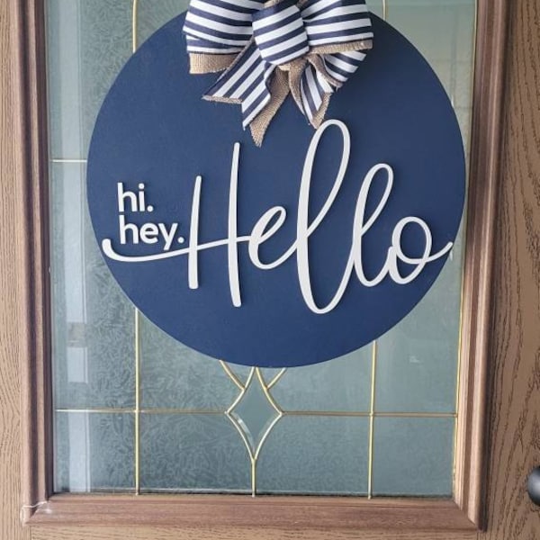 Hi Hey Hello Door Hanger | Hello Front Door Decor | Custom Door Sign ...