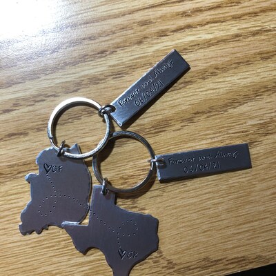 Custom State Keychain With Date Charm Pick Your State or Country Long ...