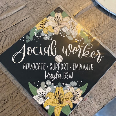 Custom social Worker Graduation Cap Topper, Social Work Graduation Cap ...