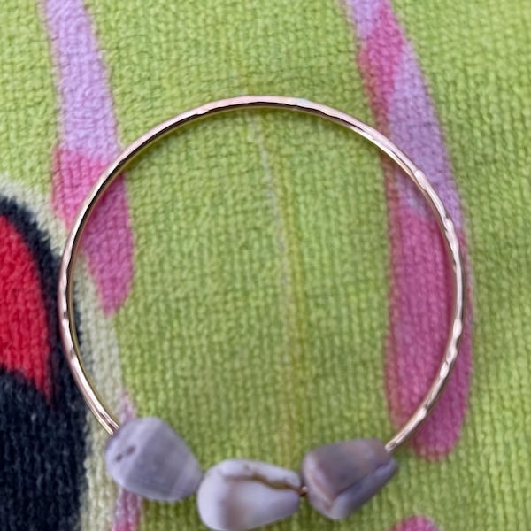 Gold Hammered Bangle Bracelet: Hawaiian Cone Shells, Beach Jewelry - Etsy