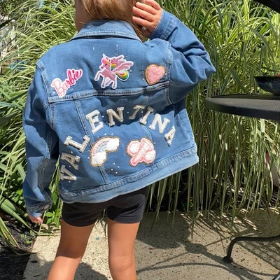 Personalized Girls Denim Jacket Crystal Jacket Name Jacket - Etsy