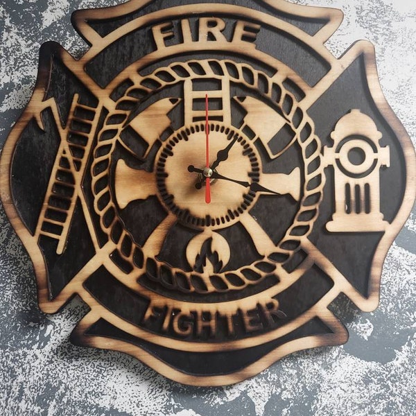 Firefighter Clock,firefighter Svg,clock Laser Cut,fire Fighter Gift ...