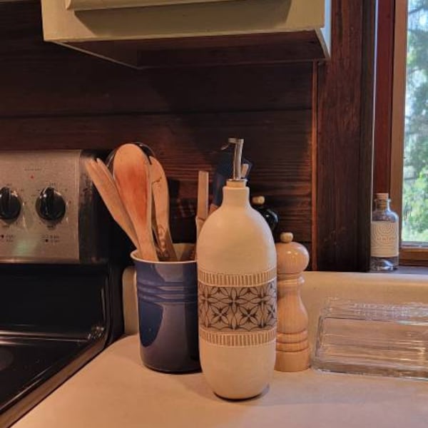 Ceramic Oil Bottle, Handmade Pottery, Rustic Oil Bottle, Olive Oil ...