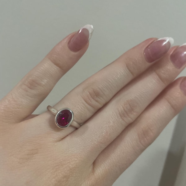 14k Gold Oval Ruby Ring, Ruby Engagement Ring, Gold Ruby Ring, Bezel Set Ruby Ring, Oval ...