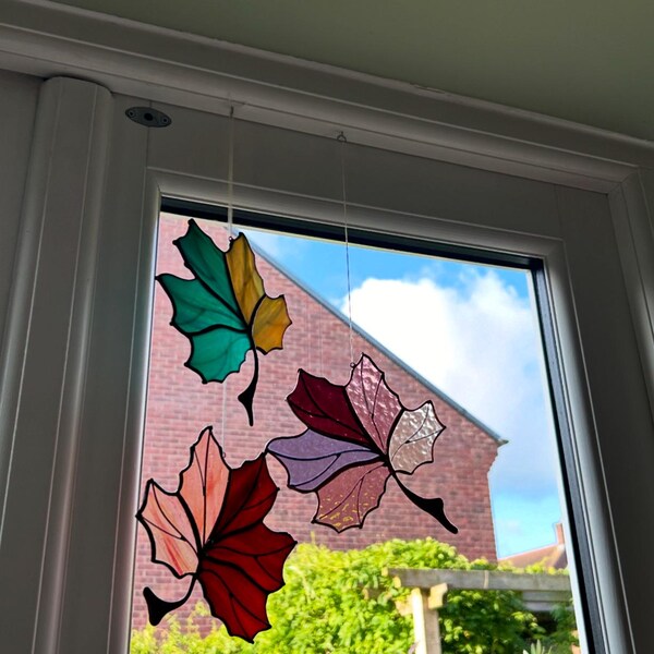 Suncatcher Maple Leaf Stained Glass Maple Leaf Canadian Maple Decor Wall Art Decor Window