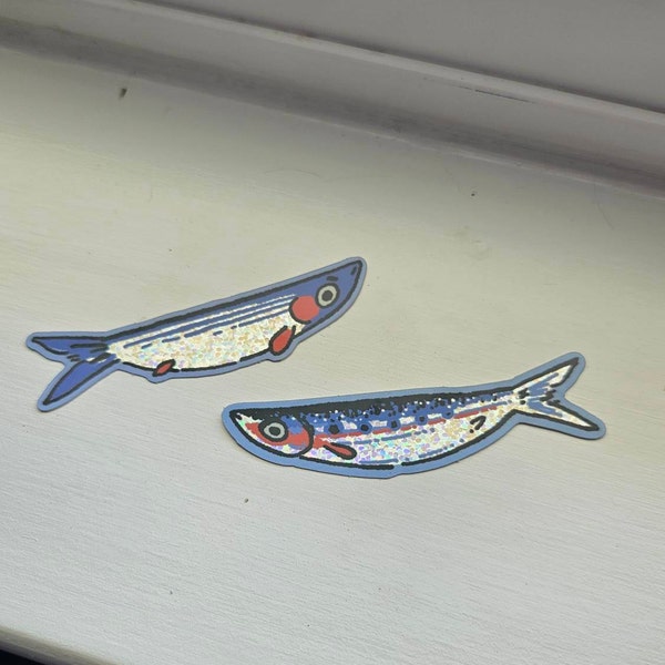 Silly Sardines - Fish Glitter Stickers - 3 Inches - Etsy