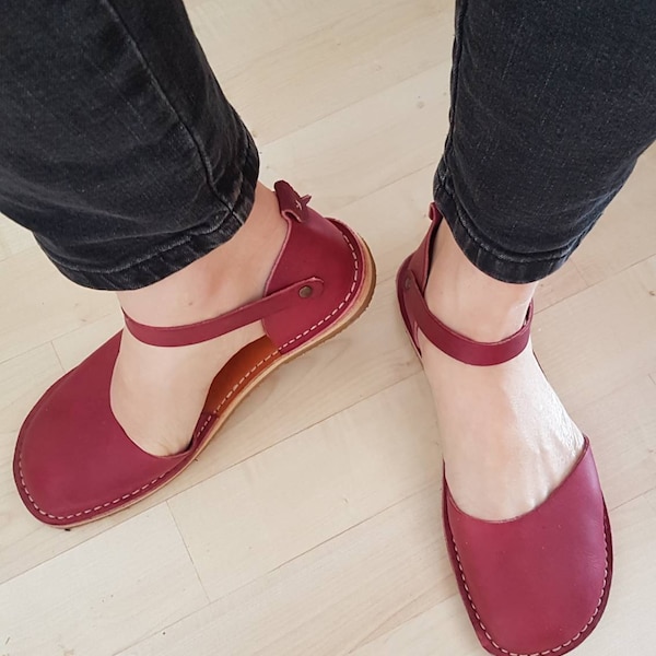 Closed Toe Flat Sandals, Sustainable Sandals Leather, Leather Sandals ...