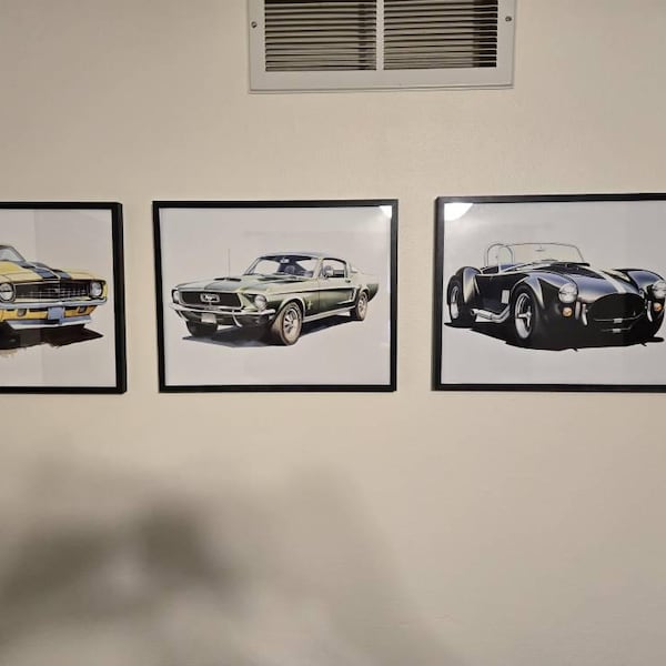 Classic Car Prints Vintage Car Printable Artwork 6 Muscle Car Bundle ...