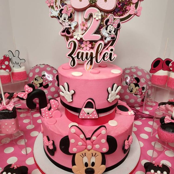 Minnie Mouse Cake Topper, Minnie Cake Topper, Minnie Boutique, Pink ...