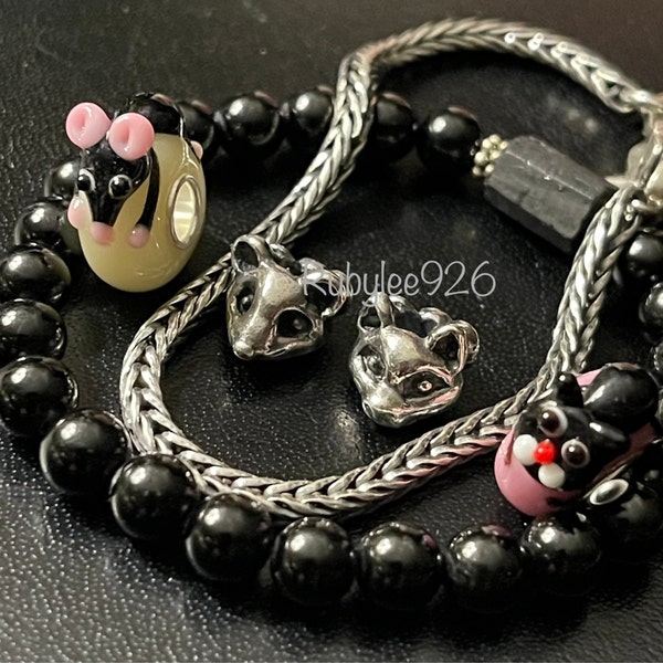 9.25 Silver Lampwork 8x14mm Rabbit Sea Star Cat Glass Beads Mouse Bead ...