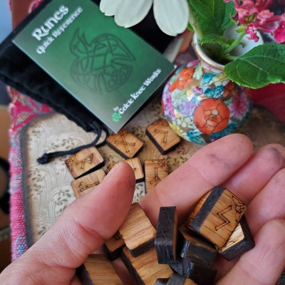 Sacred Oak Fire Etched Elder Futhark Rune Set for Divination, Psychic ...